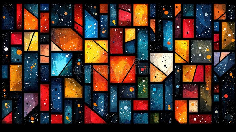 Colorful Abstract Art with Geometric Shapes and Cosmic Elements in ...