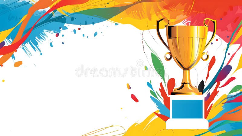 Colorful Abstract Art with Golden Trophy for Success and Recognition_5 ...