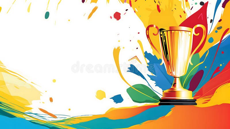 Colorful Abstract Art with Golden Trophy for Success and Recognition_4 ...