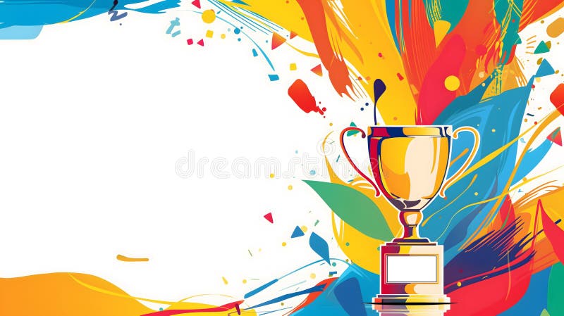 Colorful Abstract Art with Golden Trophy for Success and Recognition_2 ...