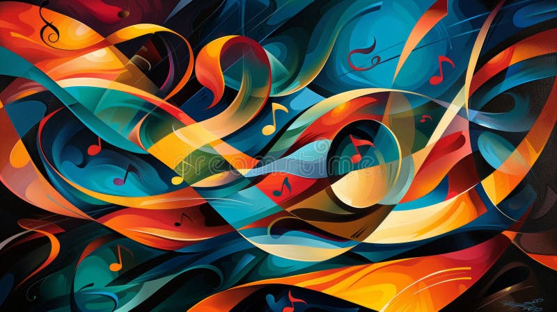 Colorful Abstract Art of Musical Notation and Flowing Rhythmic Patterns ...