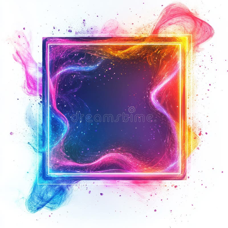 Colorful Abstract Art Neon Frame Vibrant Paint Splash Design ...