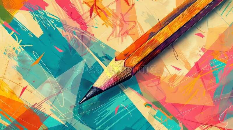 Colorful Abstract Art and Pencil Stock Image - Image of pattern ...