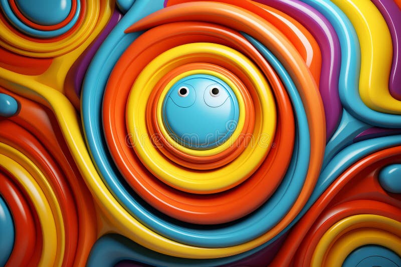 Colorful Abstract Art with a Smiley Face in the Center Stock ...