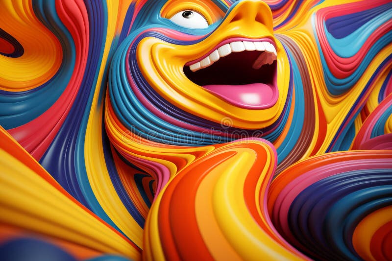 Colorful Abstract Art with a Smiling Face Stock Illustration ...