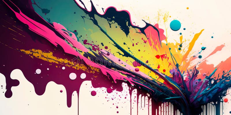 Colorful Abstract Art with Splashes of Paint and Drips Generative AI ...