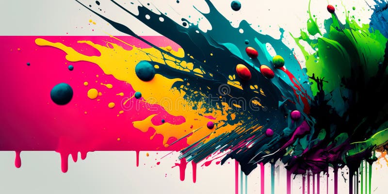 Colorful Abstract Art with Splashes of Paint and Drips Generative AI ...