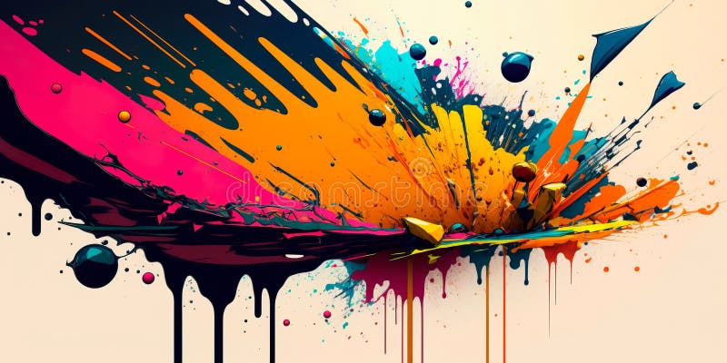 Colorful Abstract Art with Splashes of Paint and Drips Generative AI ...