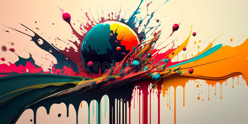 Colorful Abstract Art with Splashes of Paint and Drips Generative AI ...