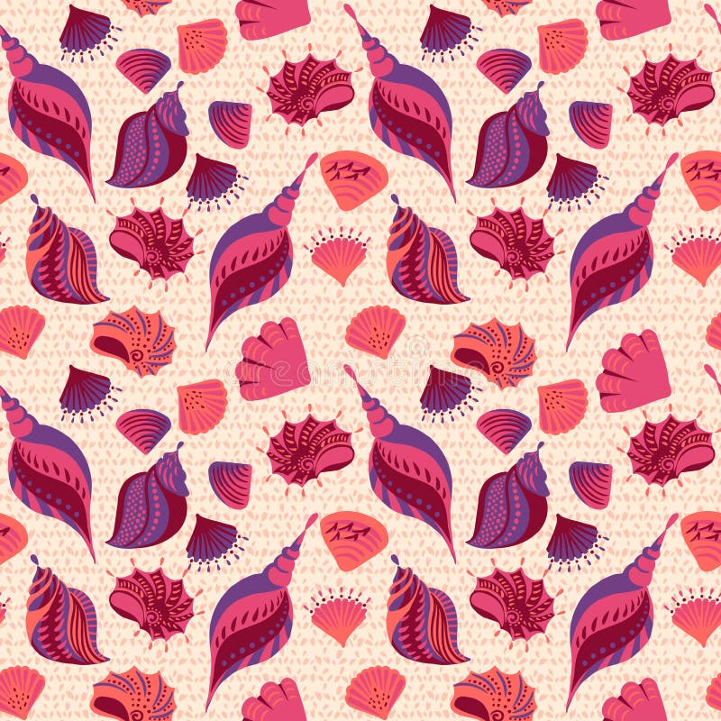 Colorful Abstract Artistic Ocean Sea Shells Seamless Pattern. Creative ...