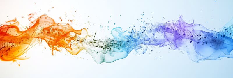 Colorful Abstract Artistic Representation of Music Notes and Energy ...