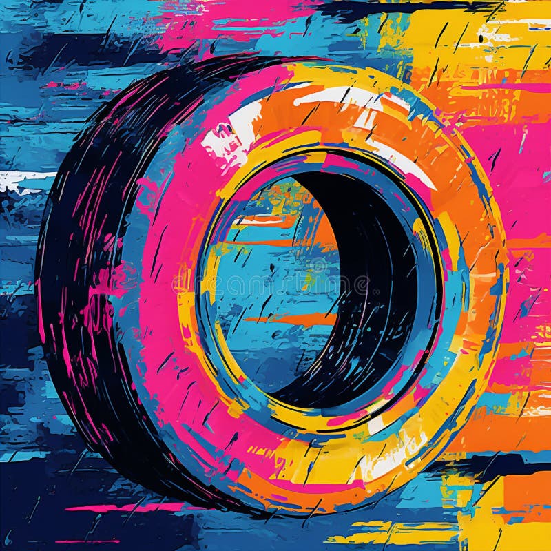 Colorful Abstract Artwork Created with Tire Marks Stock Illustration ...