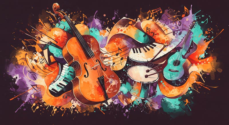 Colorful Abstract Artwork Features a Vibrant Array of Musical ...