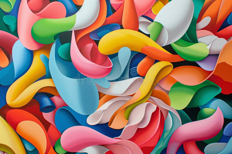 Colorful Abstract Artwork Featuring Flowing Curves in Vibrant Tones on ...
