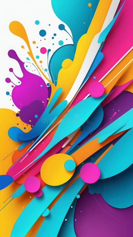 Colorful Abstract Artwork with Flowing Shapes and Playful Splashes on ...