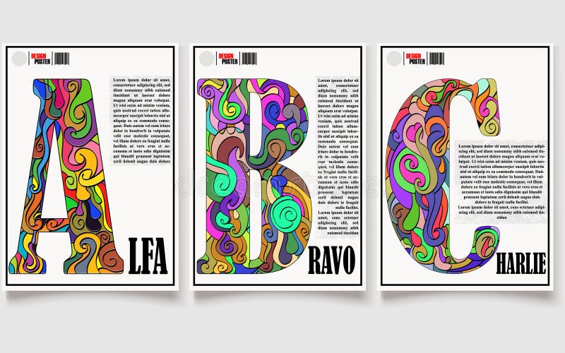 Colorful Abstract Background Alphabet Set with Dummy Text for Web ...