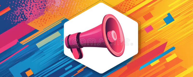 Colorful Abstract Background with Blank White Hexagonal Name Tag and ...