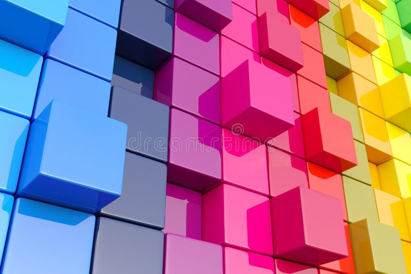 Colorful Abstract Background with Box 3D Stock Illustration ...