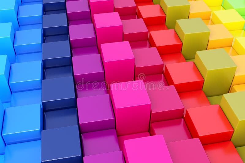 Colorful Abstract Background with Boxes 3D Stock Illustration ...