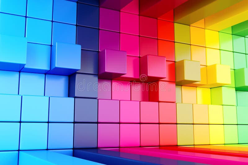 Colorful Abstract Background with Boxes 3D Stock Illustration ...