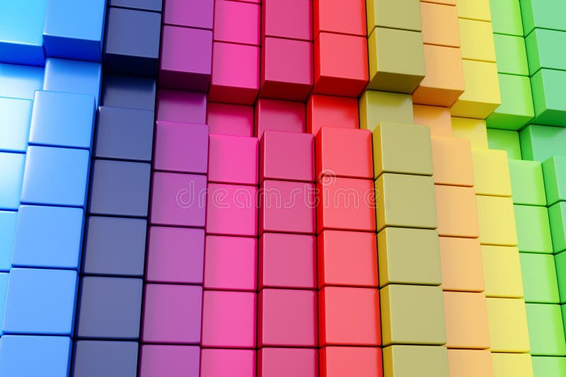 Colorful Abstract Background with Boxes and Wave 3D Stock Illustration ...