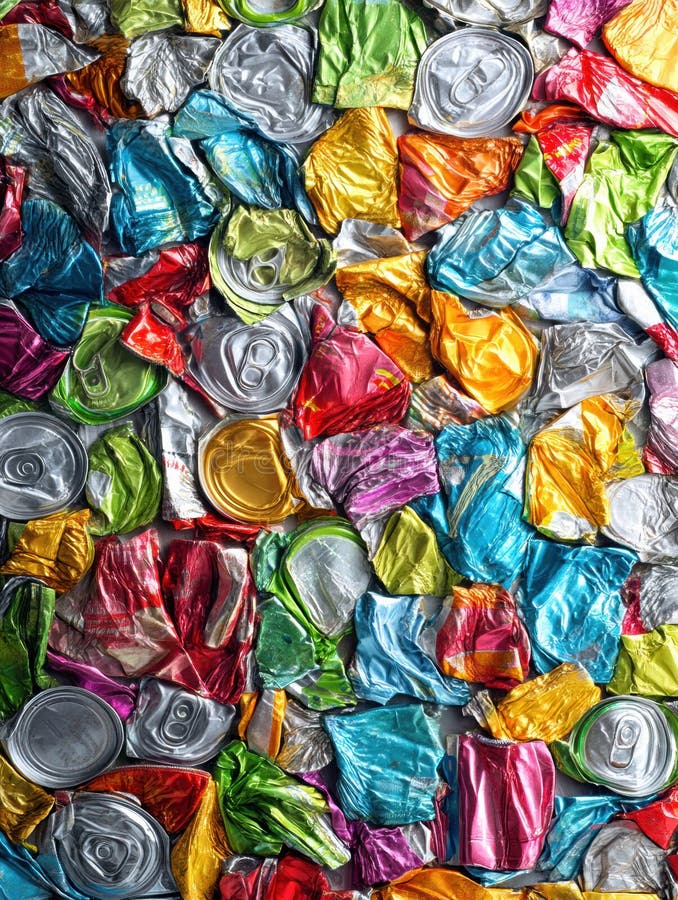 Colorful Abstract Background Created from Flattened Cans and Wrappers ...