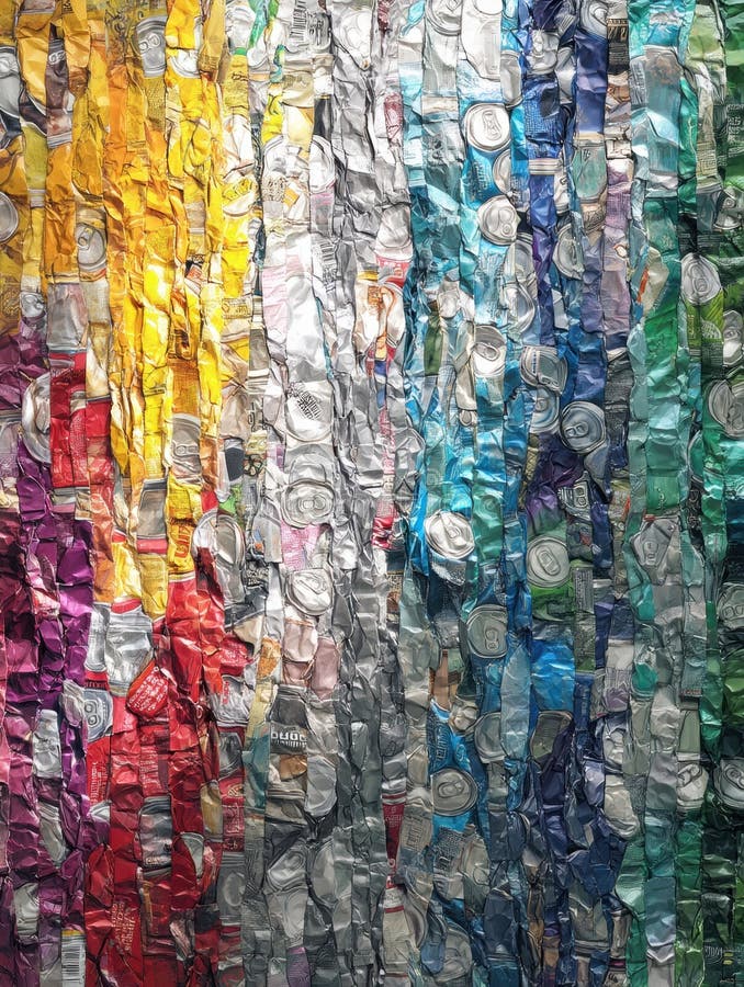 Colorful Abstract Background Created from Flattened Cans and Wrappers ...