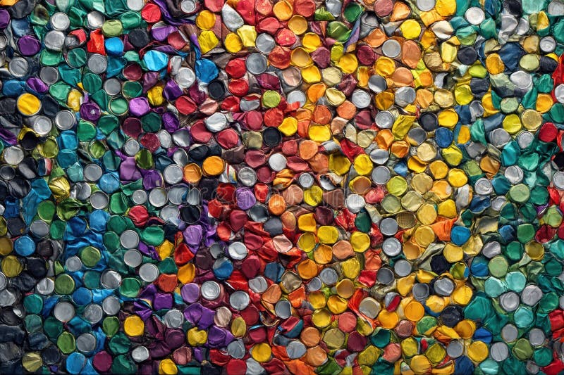 Colorful Abstract Background Created from Flattened Cans and Wrappers ...