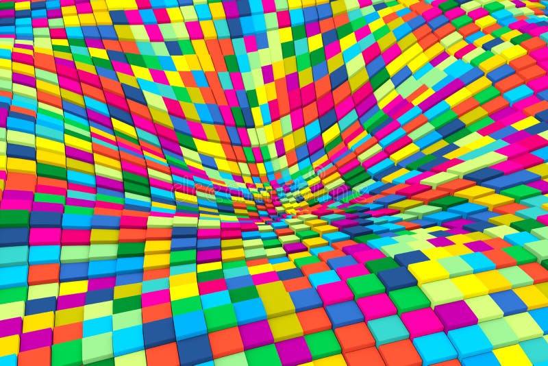 Colorful Abstract Background with Cube and Wave Distortion Stock ...