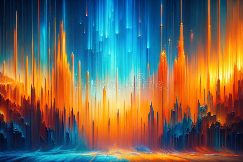 Colorful Abstract Background. Distortion Noise. Blue Orange Glitch ...