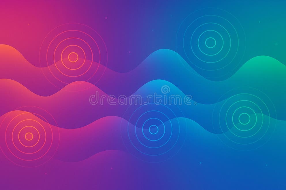 Colorful Abstract Background with Dynamic Waves and Glowing Concentric ...
