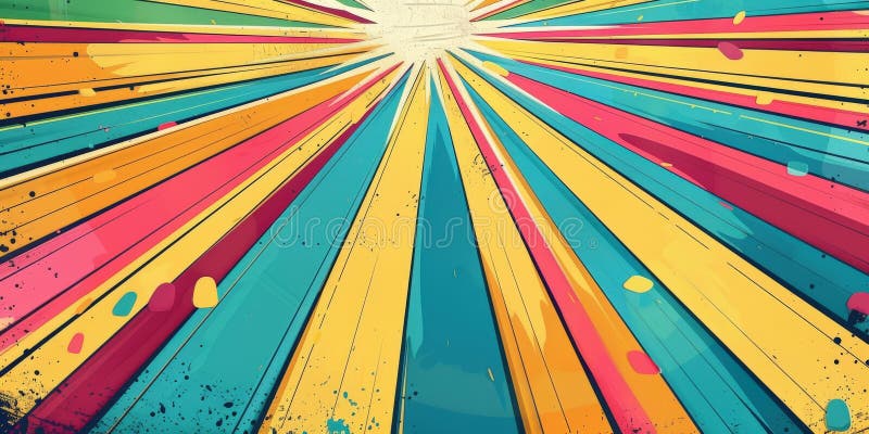 Vibrant Comic Abstract Background Template with Dynamic Color Stripes ...