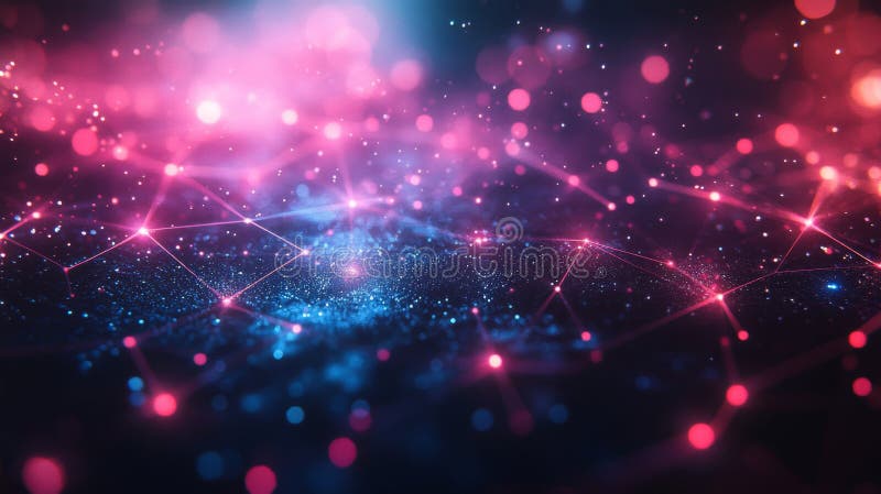 Colorful Abstract Background Featuring Glowing Particles and Connected ...