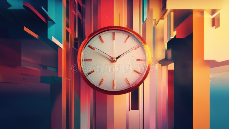 Colorful Abstract Background Featuring a Modern Clock Design Stock ...