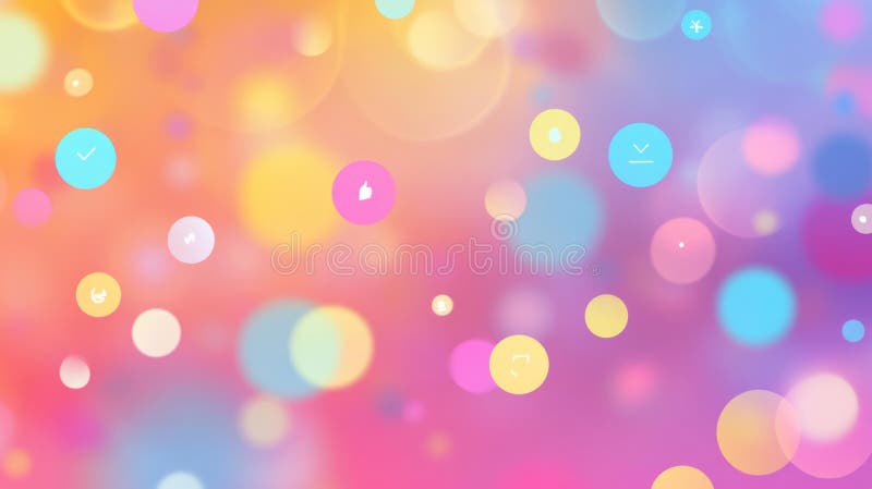 Colorful Abstract Background with Floating Icons on Gradient Stock ...