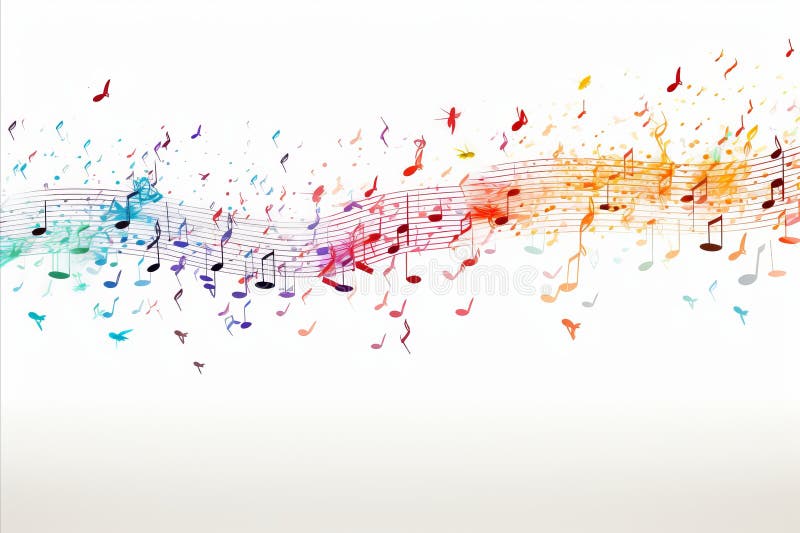 Colorful Abstract Background with Flying Musical Notes in a Neural ...