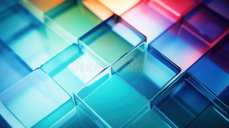 Colorful Abstract Background with Glass Cubes. 3d Render Illustration ...