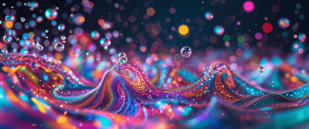 Colorful Abstract Background with Glowing Particles and Bubbles Stock ...