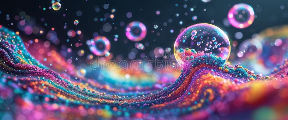 Colorful Abstract Background with Glowing Particles and Bubbles. Stock ...