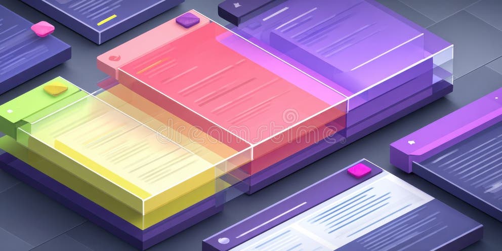 Colorful Abstract Background with Layered UI Elements and Gradient ...