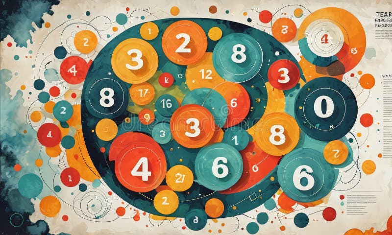 Colorful Abstract Background with Numbers and Circles Stock ...