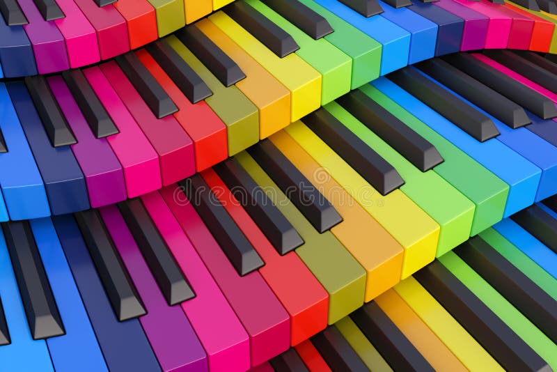 Colorful Abstract Background with Piano Keys Waves 3D Stock ...