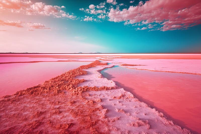 Colorful Abstract Background of Pink Salt Lake Stock Illustration ...