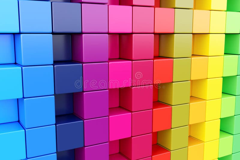 Colorful Abstract Background with Shifted Boxes 3D Stock Illustration ...