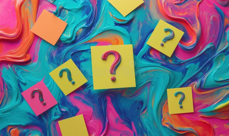 Colorful Abstract Background with Sticky Notes and Question Marks for ...