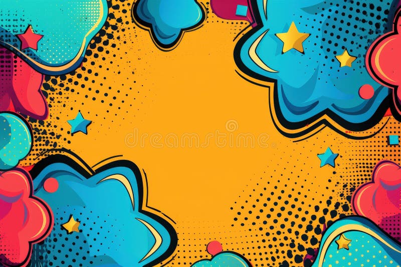 Colorful Abstract Background Template with Comic Elements and Stars ...