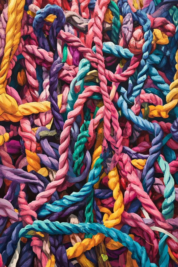 Colorful Abstract Background with Twisted Multicolored Ropes in a ...