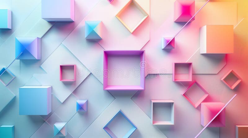 Colorful Abstract Background with Various Cubes and Squares Creating a ...