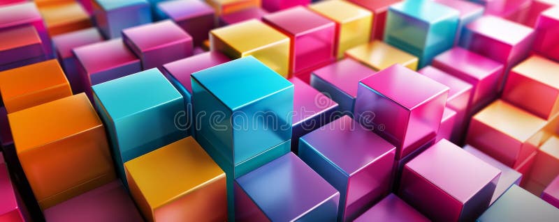 Colorful Abstract Background with Vibrant 3D Cubes in a Geometric ...
