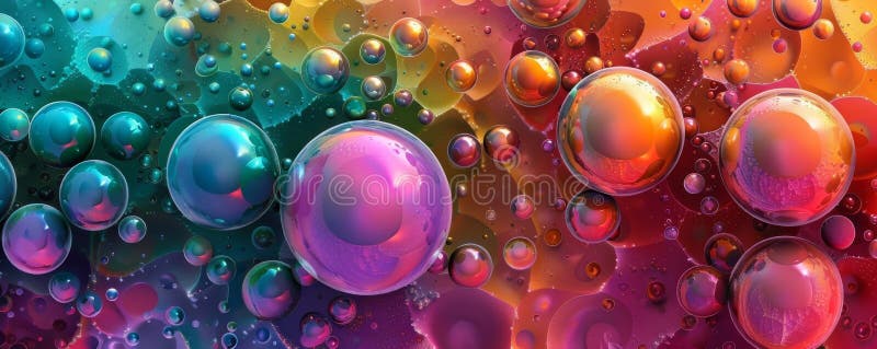 Colorful Abstract Background with Vibrant Spheres and Bubbles, Rainbow ...